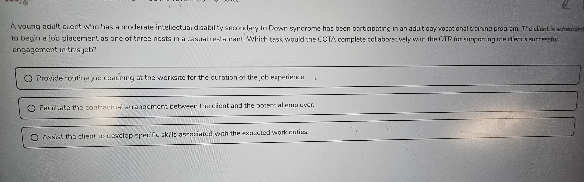 Solved A young adult client who has a moderate intellectual | Chegg.com