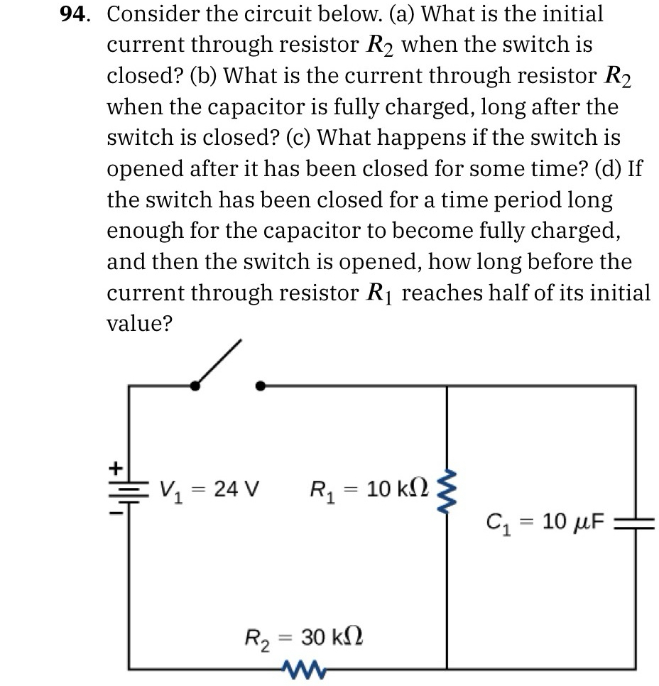 Solved Consider the circuit below. (a) ﻿What is the initial | Chegg.com
