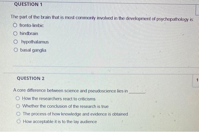 Solved The part of the brain that is most commonly involved | Chegg.com