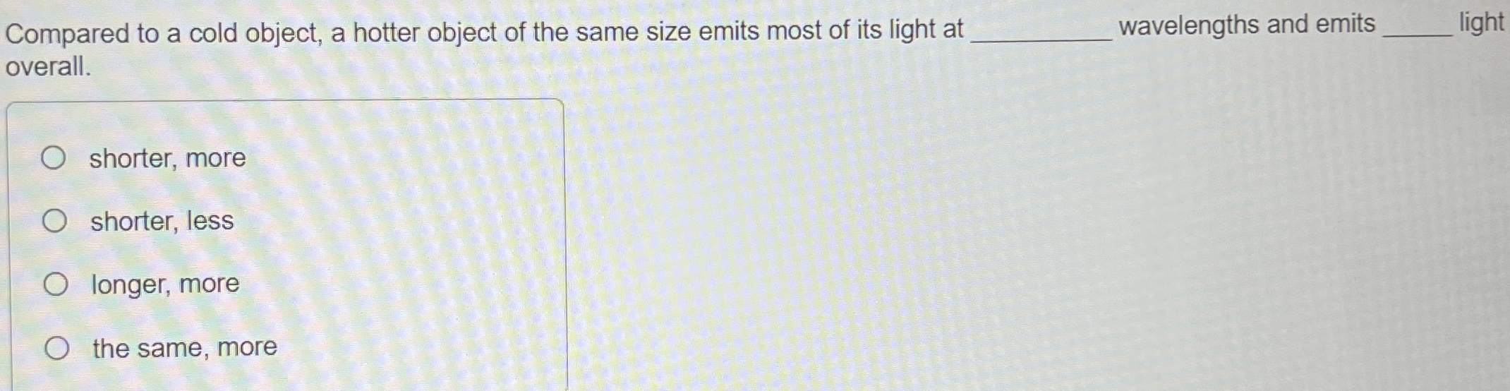 Solved Compared to a cold object, a hotter object of the | Chegg.com