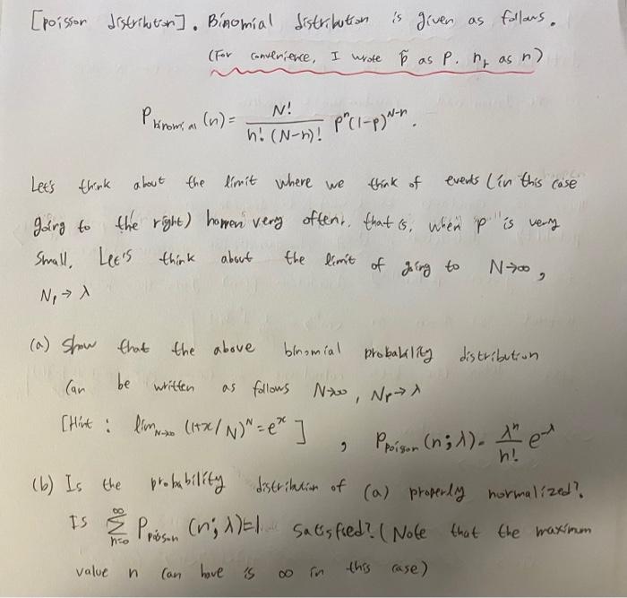 Solved [poisson distribution]. Binomial distribution is | Chegg.com