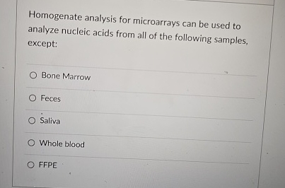 Solved Homogenate analysis for microarrays can be used to | Chegg.com