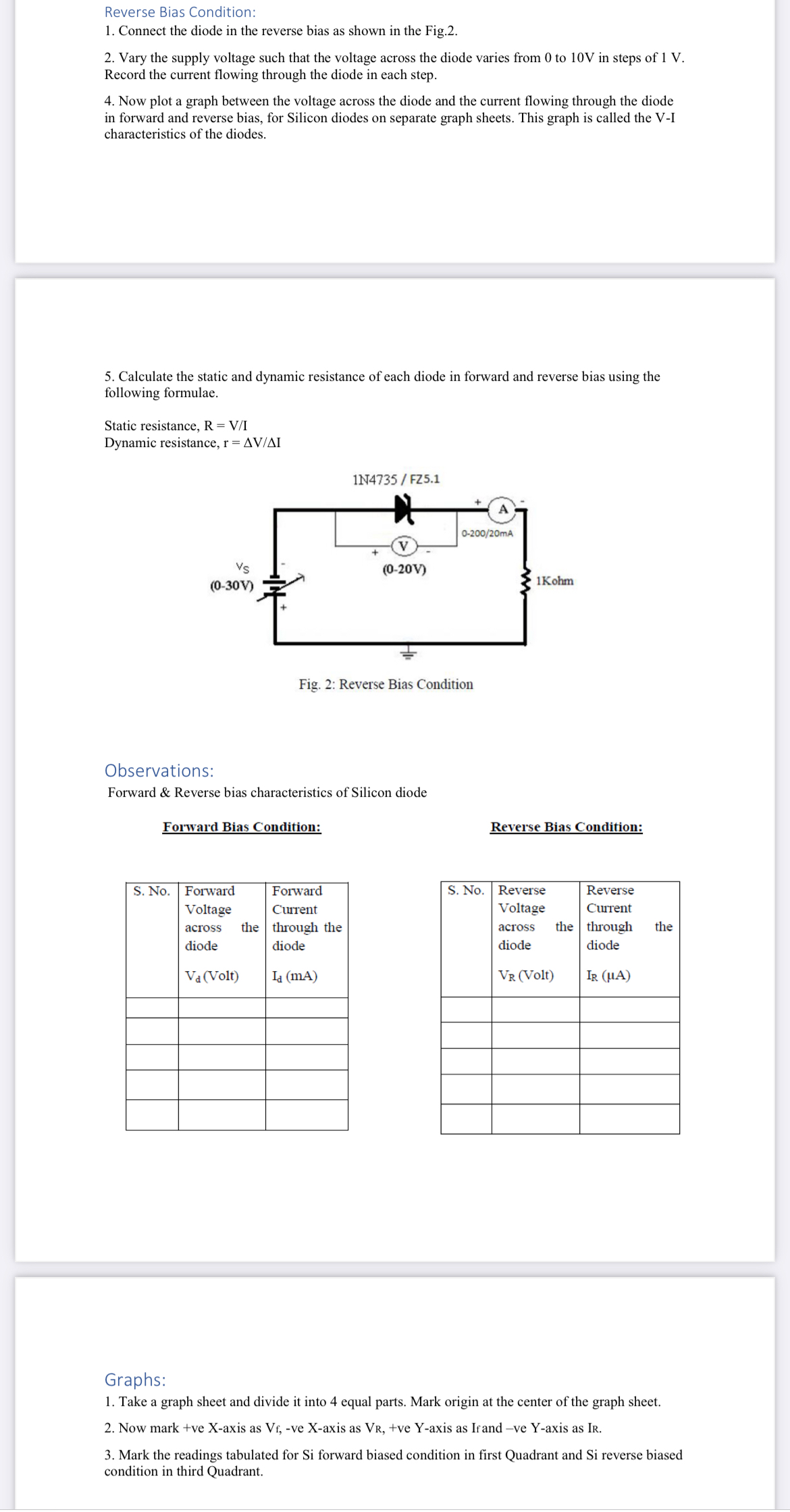 Solved Reverse Bias Condition:Connect the diode in the | Chegg.com