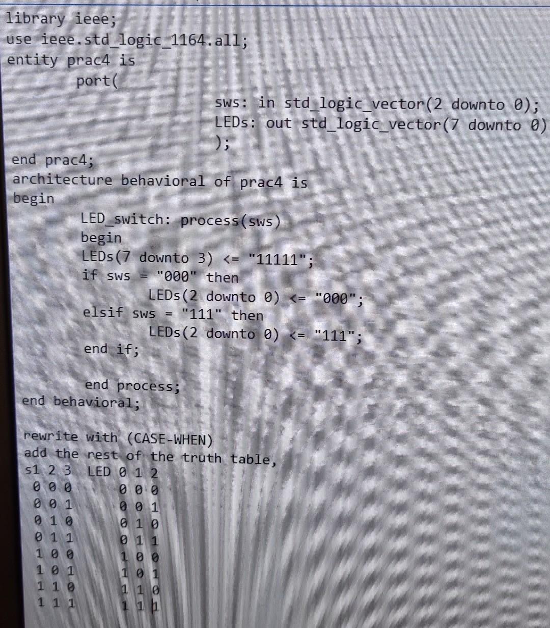 Solved ibrary ieee; ise ieee.std_logic_1164.all; entity prac | Chegg.com