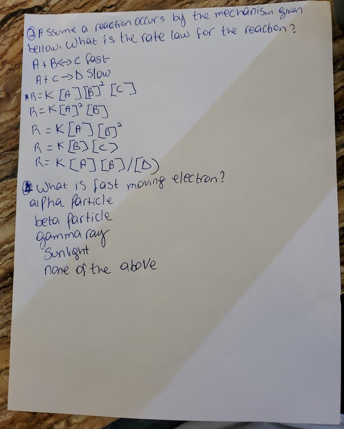 Solved "What is fast moving electron? R = K[A] [B] R = K[A] | Chegg.com