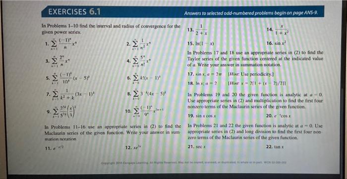 Solved EXERCISES 6.1 Answers to selected odd-numbered | Chegg.com