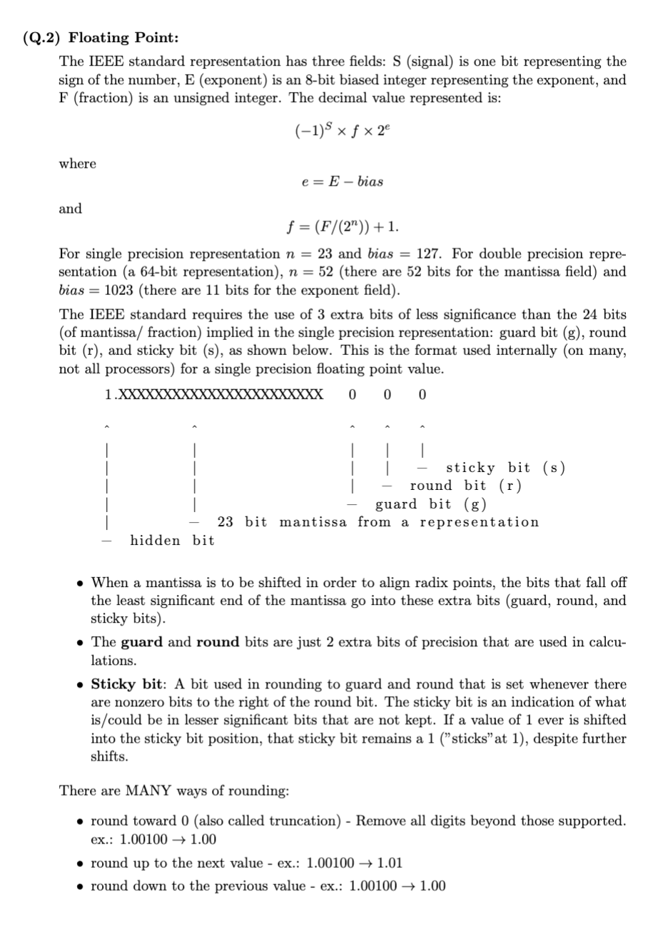 Solved (Q.2) ﻿Floating Point:The IEEE standard | Chegg.com