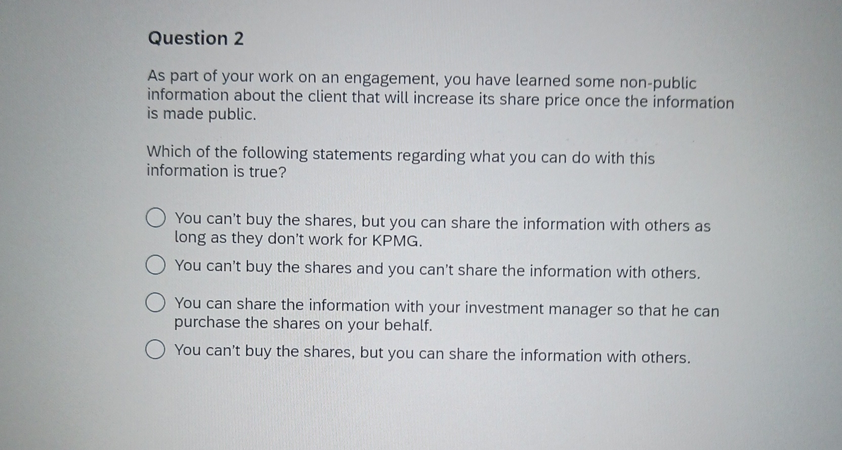 Solved Question 2As part of your work on an engagement, you | Chegg.com