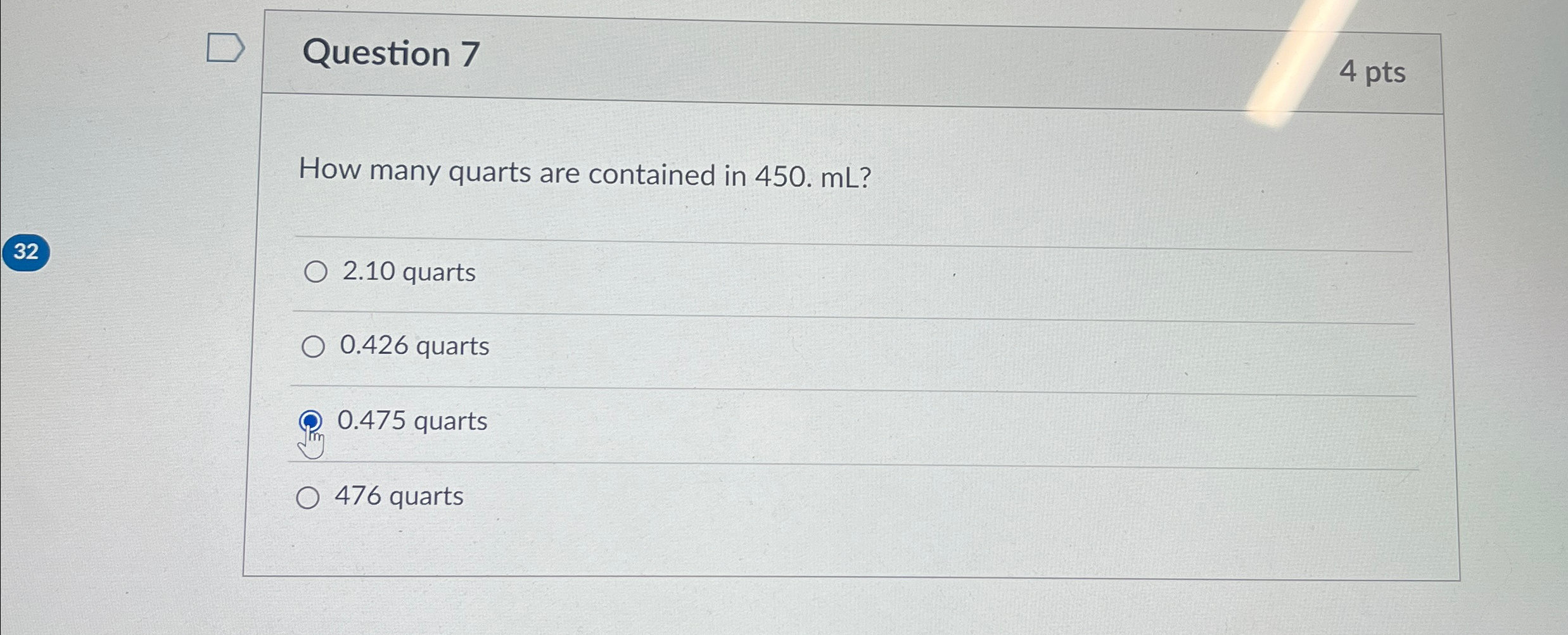 Solved Question 74 ﻿ptsHow many quarts are contained in | Chegg.com