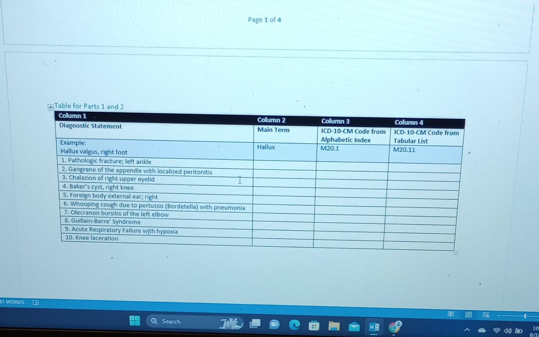 MTahlo for Dara \\( 1 \\ldots-1 \\) a | Chegg.com