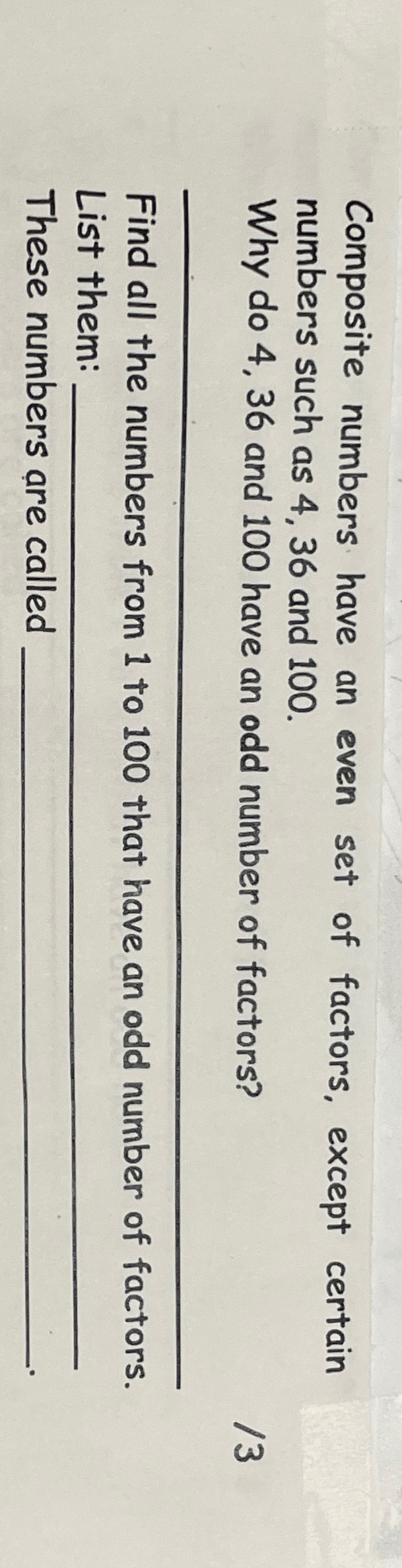 Solved Composite numbers have an even set of factors, except | Chegg.com