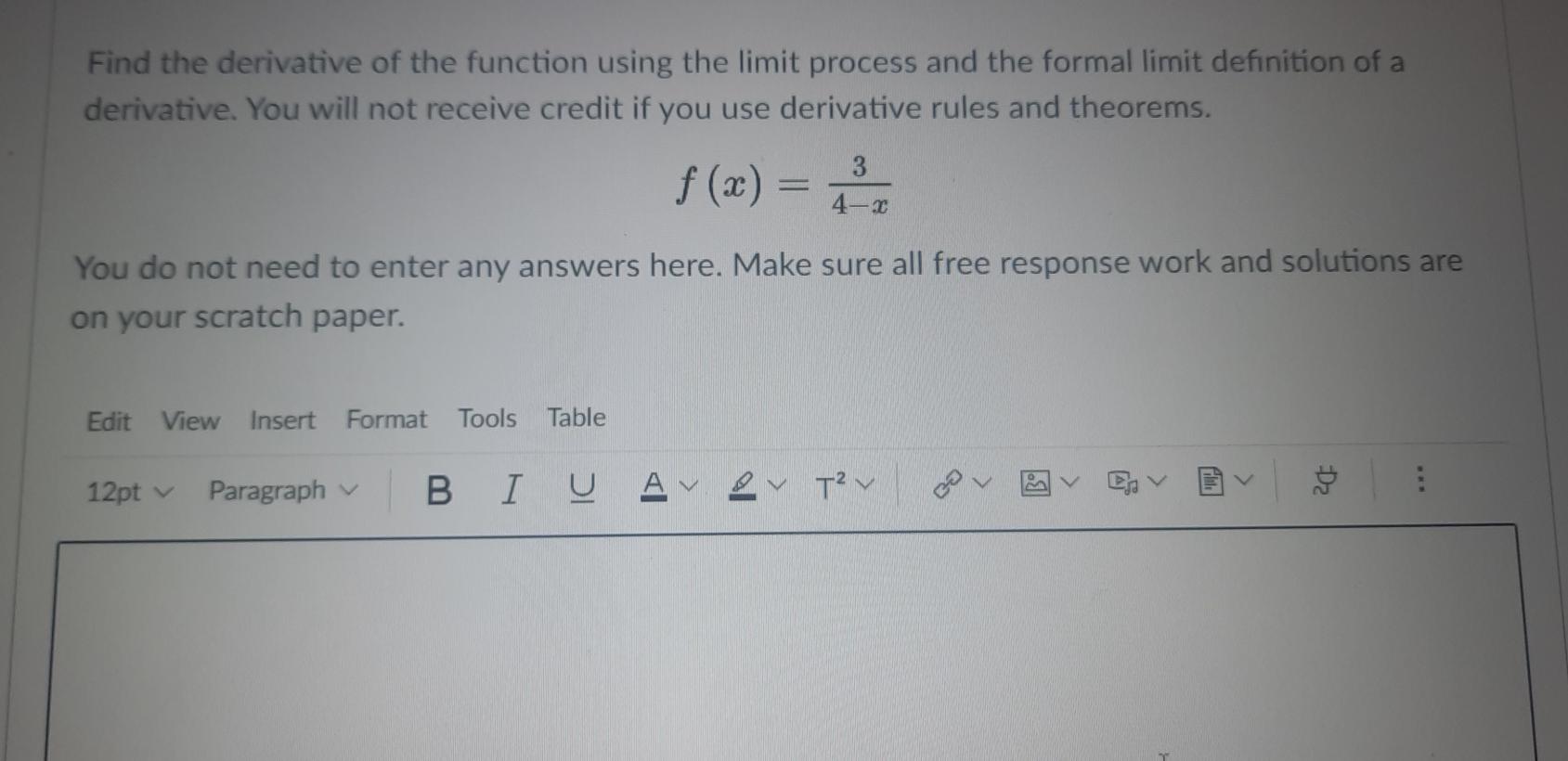 Solved Find the derivative of the function using the limit | Chegg.com