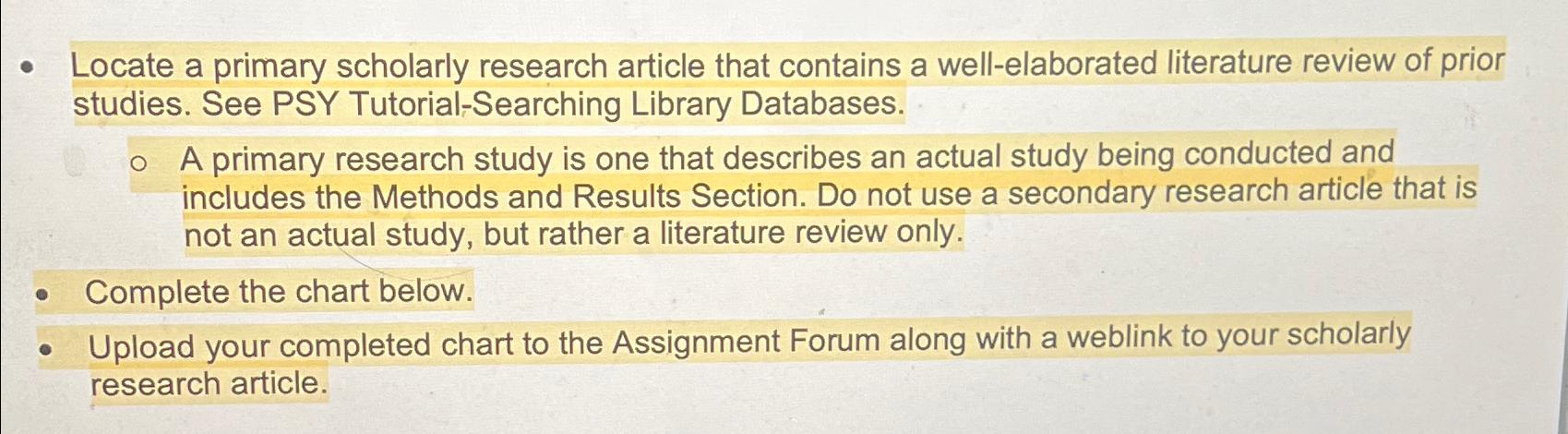 Solved Locate a primary scholarly research article that | Chegg.com
