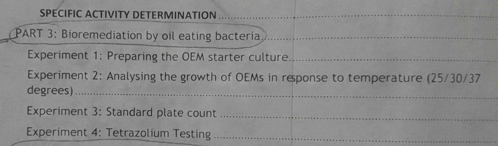 Solved SPECIFIC ACTIVITY DETERMINATION PART 3: | Chegg.com