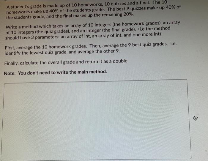 Solved A student's grade is made up of 10 homeworks, 10 | Chegg.com