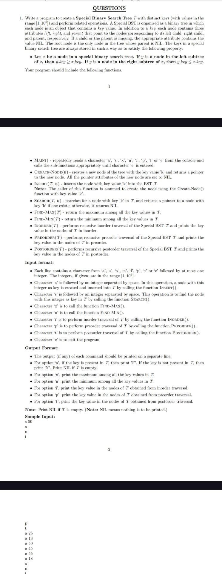 Solved 1. Write a program to create a Special Binary Search | Chegg.com