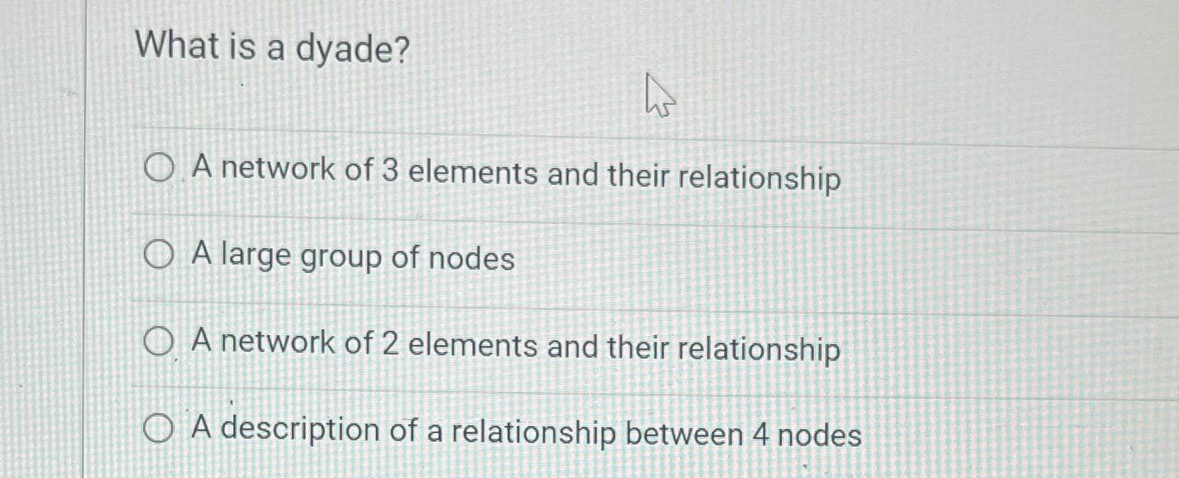 Solved What is a dyade?A network of 3 ﻿elements and their | Chegg.com