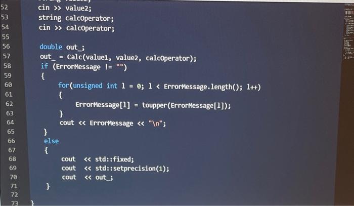 Solved The following program insplements a basic calculator | Chegg.com