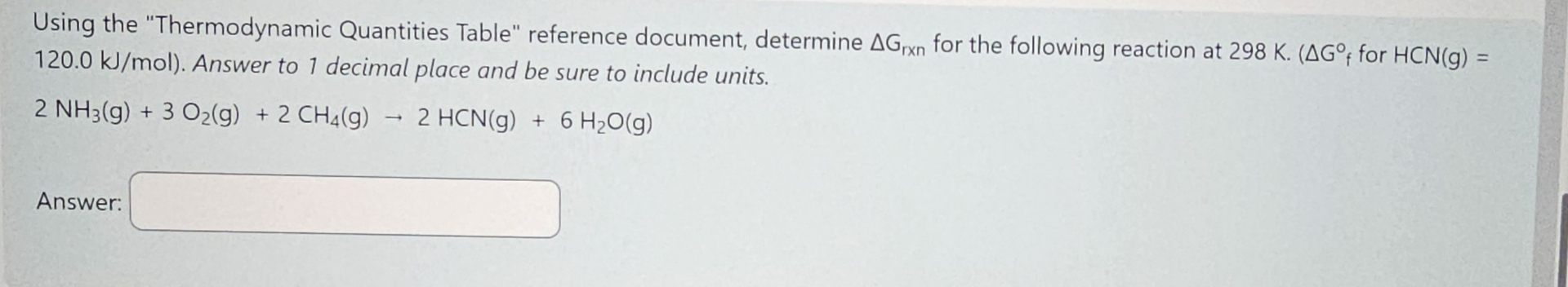 Solved Using the "Thermodynamic Quantities Table" reference | Chegg.com