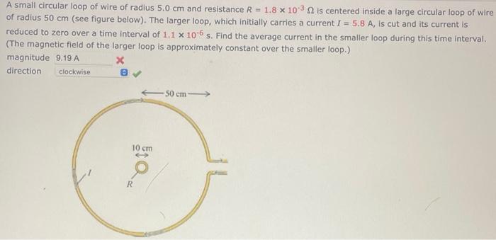 Solved A small circular loop of wire of radius 5.0 cm and | Chegg.com