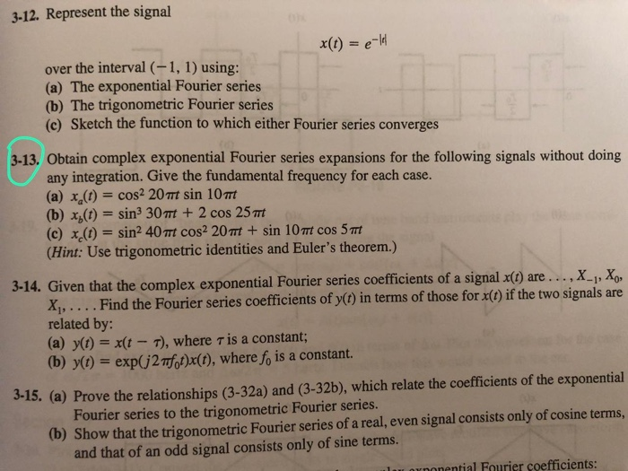 Solved 3-12. Represent the signal X(t) = e- over the | Chegg.com