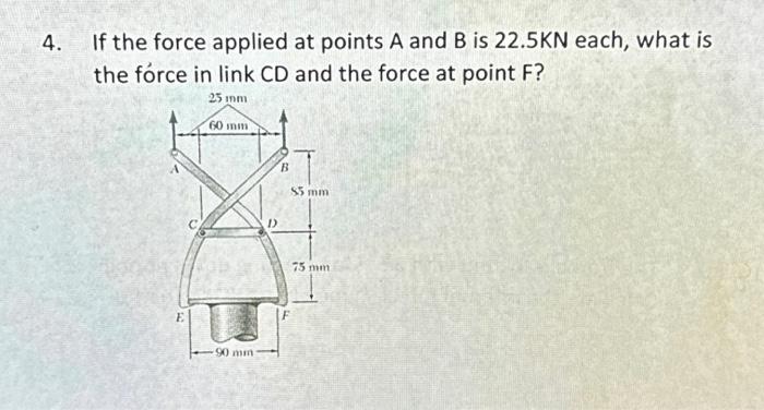 Solved 4. If the force applied at points A and B is 22.5KN | Chegg.com