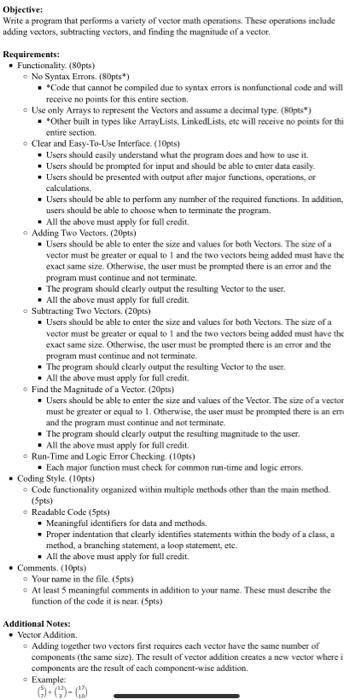 Solved Objective: Write a program that performs a variety of | Chegg.com