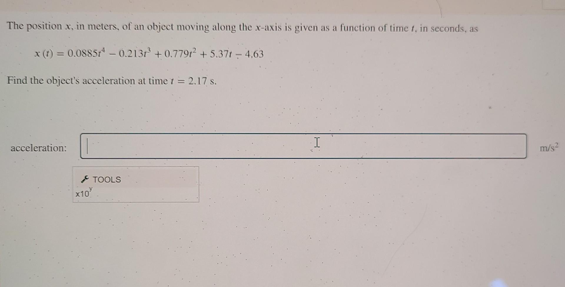 Solved The position x, in meters, of an object moving along | Chegg.com