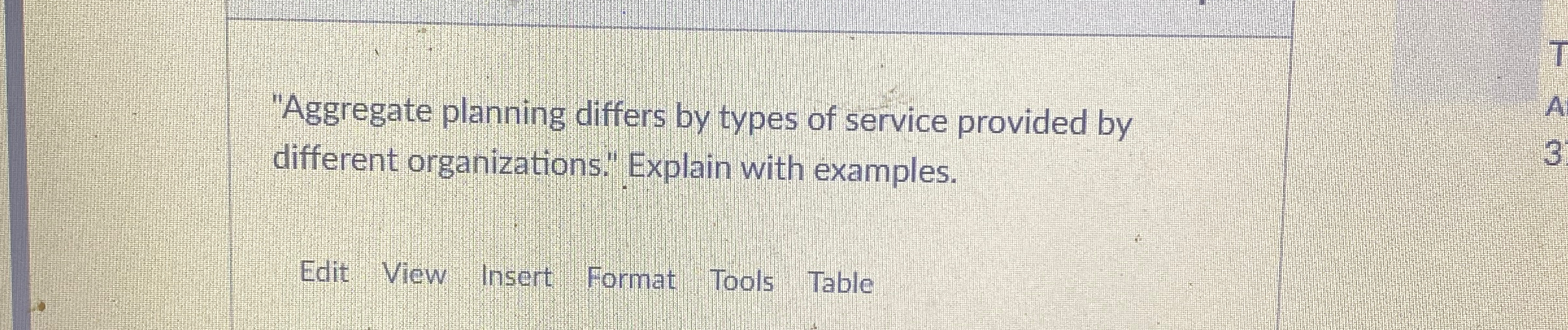 Solved "Aggregate planning differs by types of service | Chegg.com