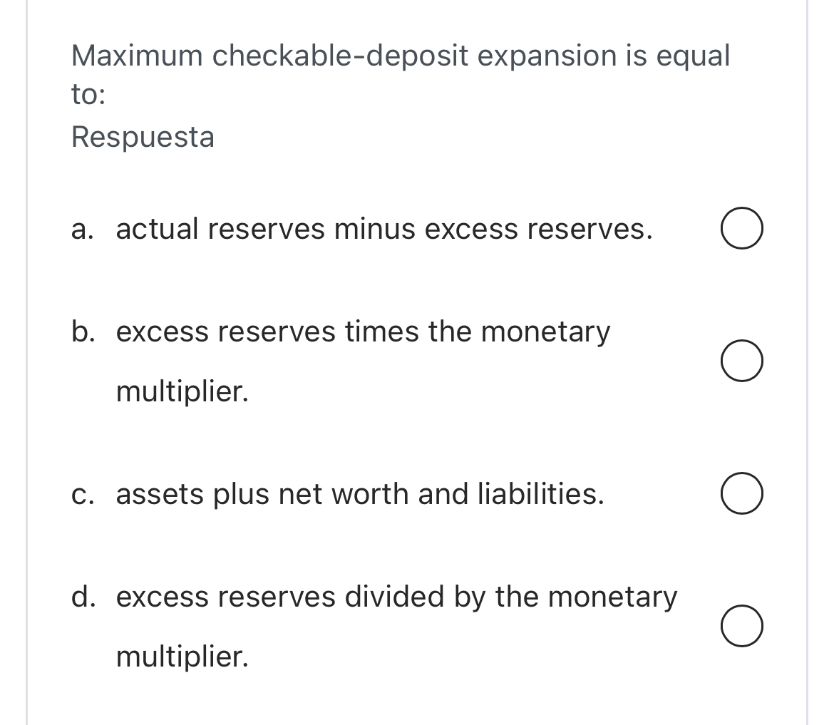Solved Maximum checkable-deposit expansion is equal | Chegg.com