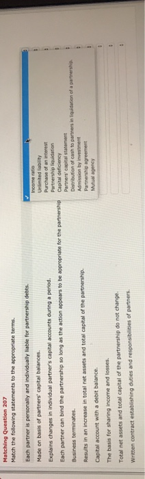 Solved Matching Question 207 Match the following statements | Chegg.com