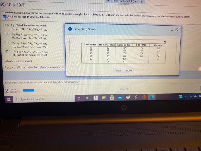 Solved 30F 3 (3 complete) * 10.4.10-T The table available | Chegg.com