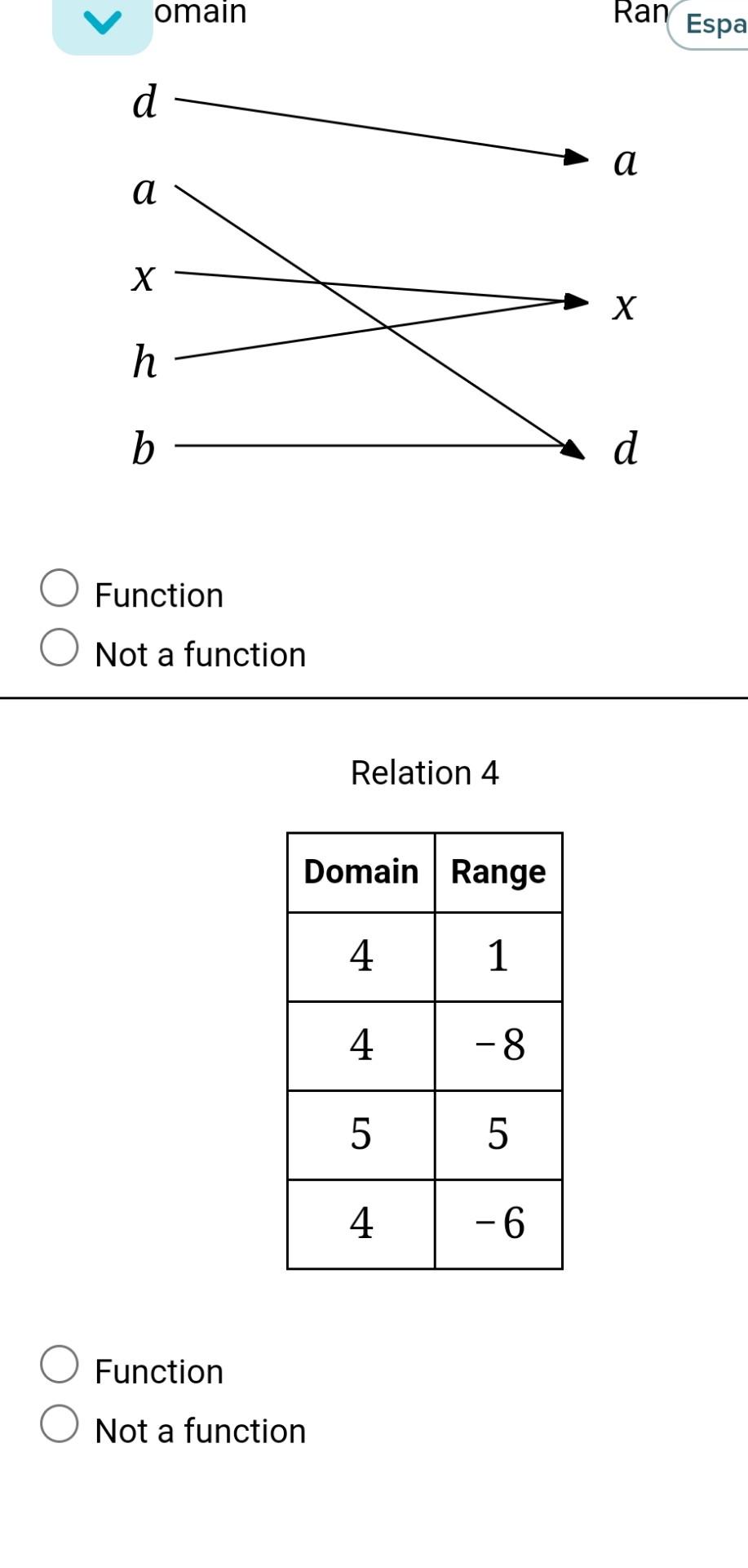 Solved Function Not A Function Relation 4 Function Not A