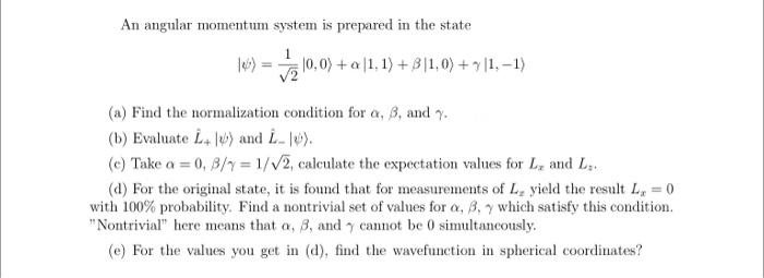 Solved An angular momentum system is prepared in the state | Chegg.com