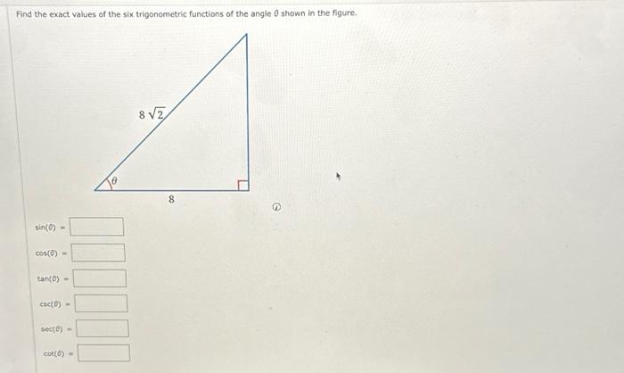 Solved Find the exact values of the six trigonometric | Chegg.com
