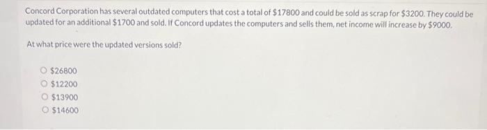 Solved Concord Corporation has several outdated computers | Chegg.com