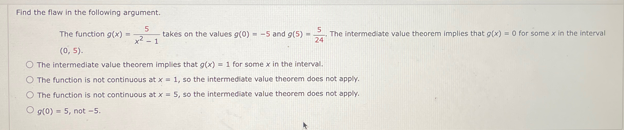 Solved Find the flaw in the following argument.The function | Chegg.com