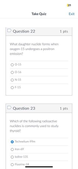 Solved Question 22 1 pts What daughter nuclide forms when | Chegg.com