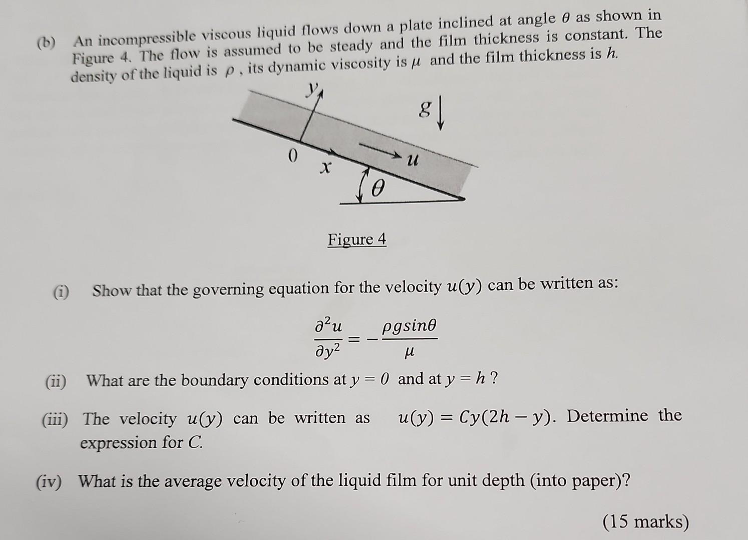 Solved B An Incompressible Viscous Liquid Flows Down A