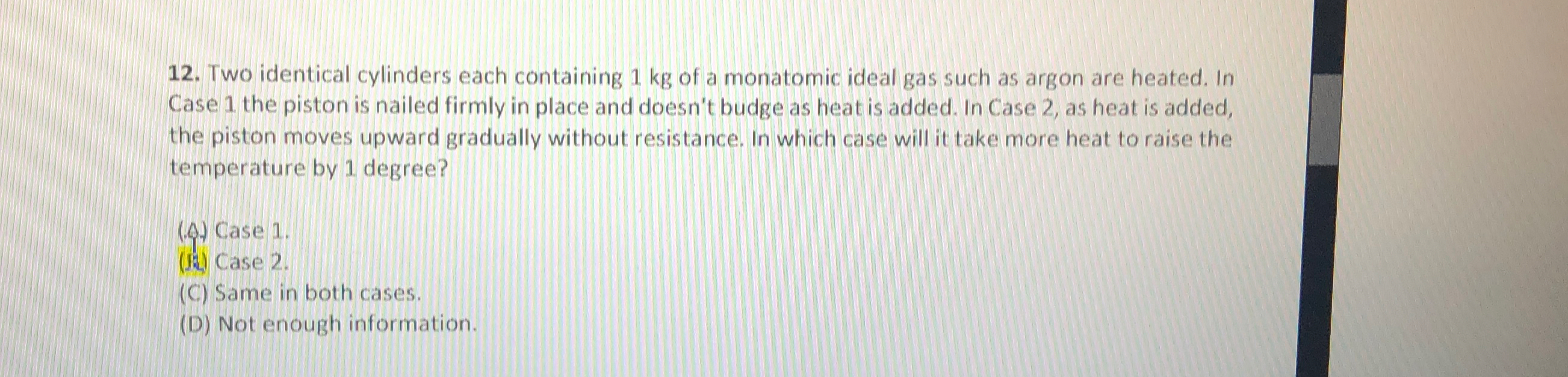 Two identical cylinders each containing 1kg ﻿of a | Chegg.com
