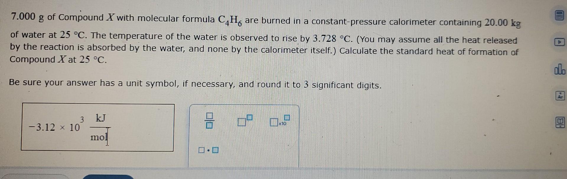 Solved 7.000 g of Compound X with molecular formula C4H6 are | Chegg.com