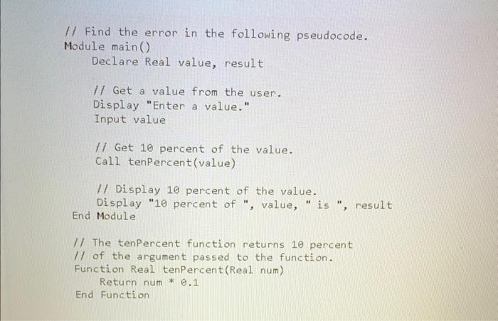 Solved 1 The Programmer Intends For This Pseudocode To 