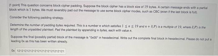 Solved (1 point) This question concerns block cipher | Chegg.com