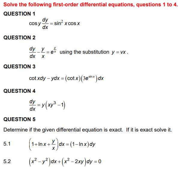 Solved Solve the following first-order differential | Chegg.com