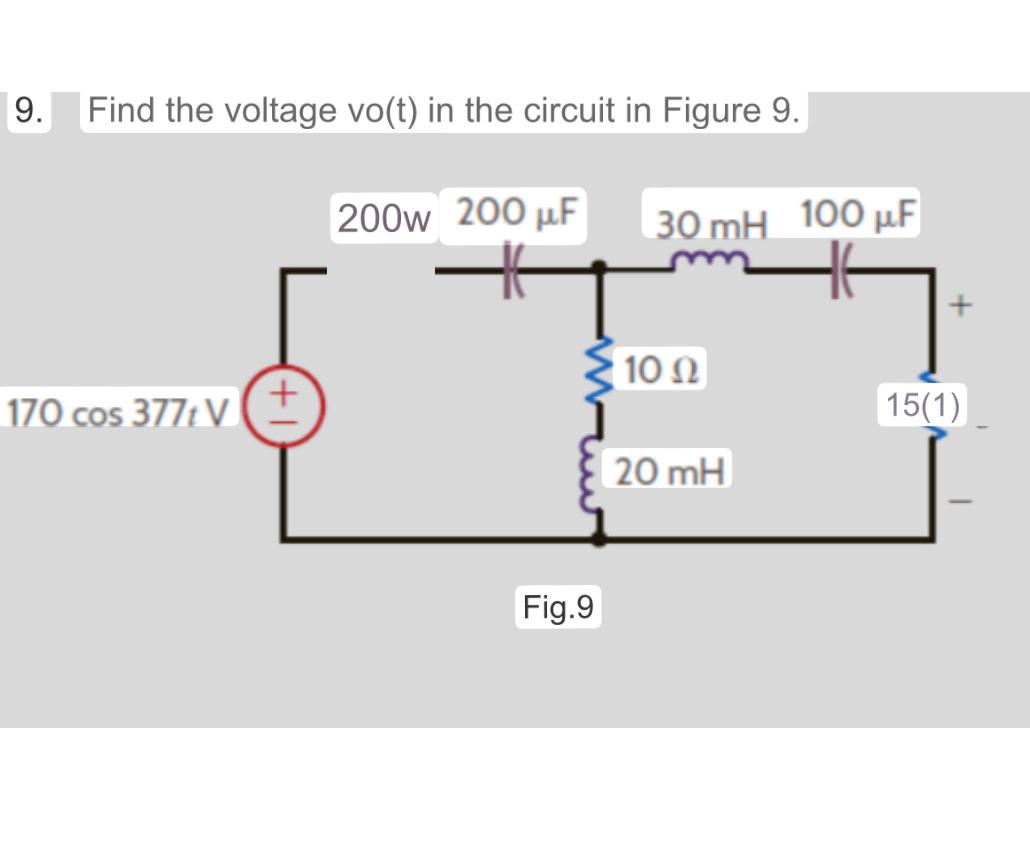 Solved Find the voltage vo(t) ﻿in the circuit in Figure 9. | Chegg.com