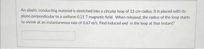 Solved An elastic conducting material is stretched into a | Chegg.com
