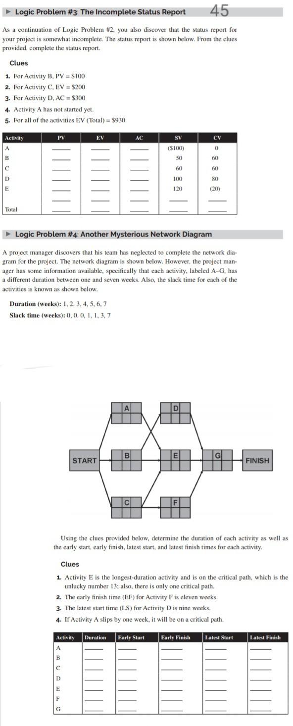 Solved Logic Problem #3: The Incomplete Status Report 45 As | Chegg.com