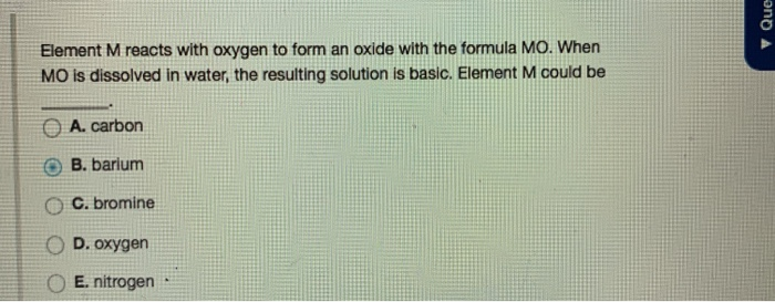 Solved ono A Element M reacts with oxygen to form an oxide | Chegg.com