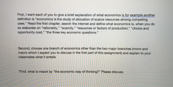 Solved First, I want each of you to give a brief explanation | Chegg.com