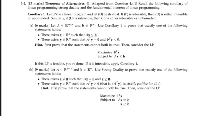 Solved 3 2 [15 Marks Theorems Of Alternatives [1 Adapted